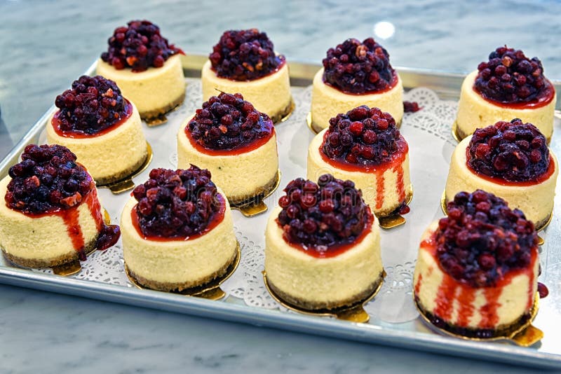 Cheesecake with Red Berries in the Bakery Stock Image - Image of round ...