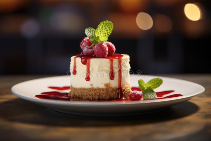 Cheesecake Slice with Berry Sauce Drizzle Stock Illustration ...