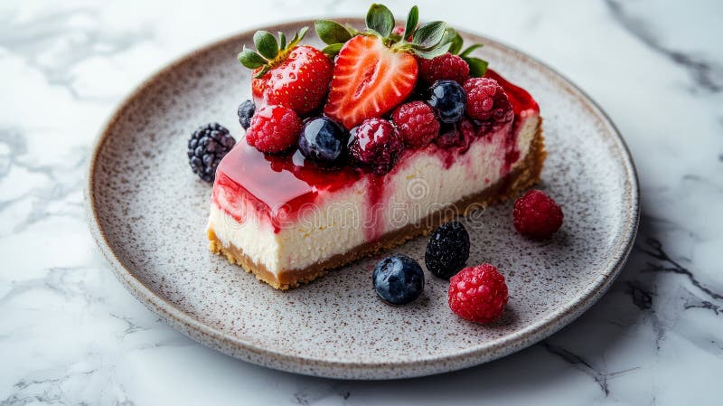 Cheesecake Slice Mixed Berries Top Stock Photos - Free & Royalty-Free ...