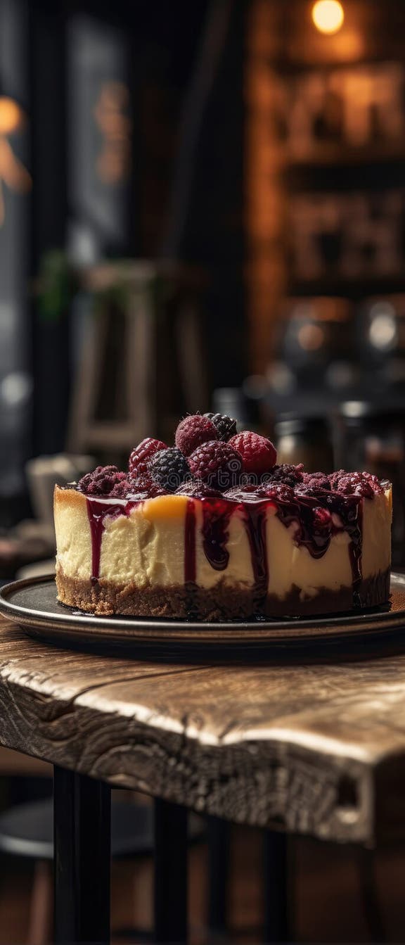 Cheesecake on Stone Rustic Pub Mobile Wallpeper Postcard. Generative AI ...