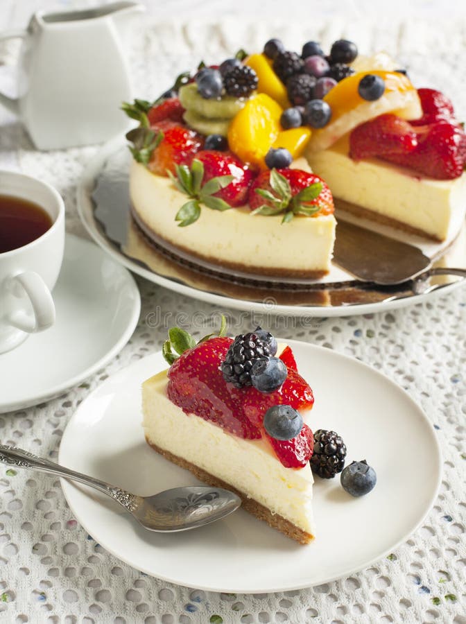 Cheesecake Topped with Berries and Fruits Stock Photo - Image of ...