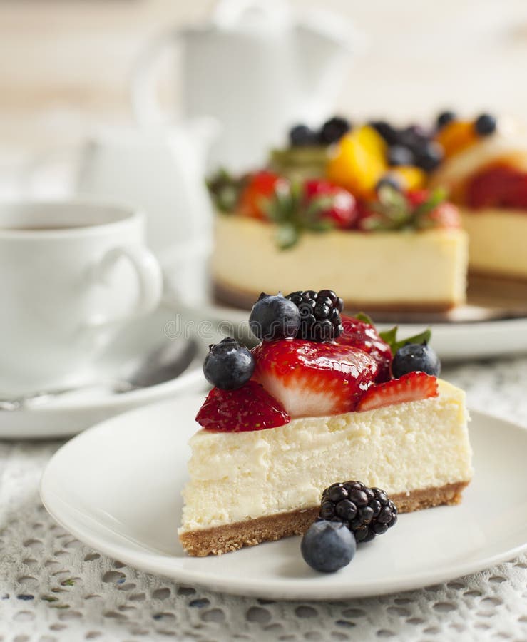 Cheesecake Topped with Berries and Fruits Stock Photo - Image of ...