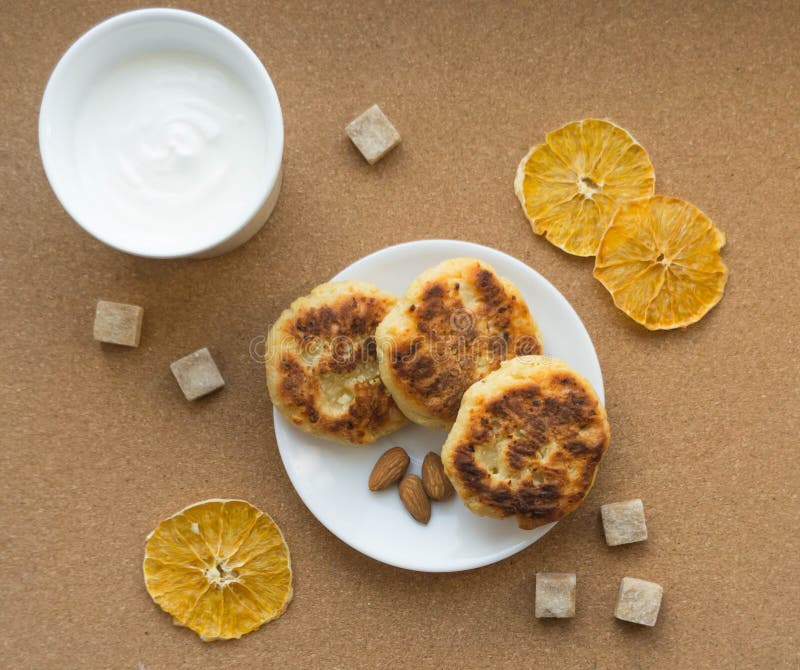 Cheesecakes with Sour Cream. Flat Lay. the View from the Top Stock ...