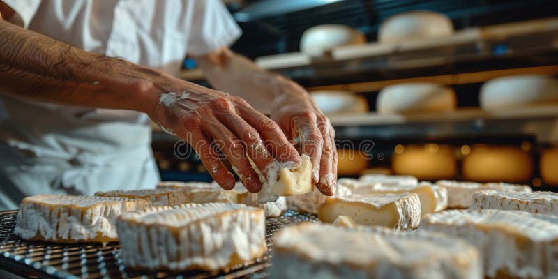 Cheesemaker Adding Mold To Cheese during Ripening Process Stock Illustration - Illustration of ...