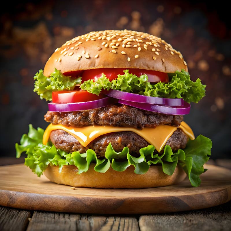 Cheesy burger front of me stock photo. Image of food - 338503262