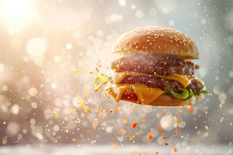 A Cheesy Delight Soaring through the Sky Stock Image - Image of flying ...