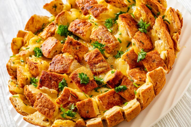 Cheesy Garlic Bread, Pull Apart Bread, Top View Stock Photo - Image of ...