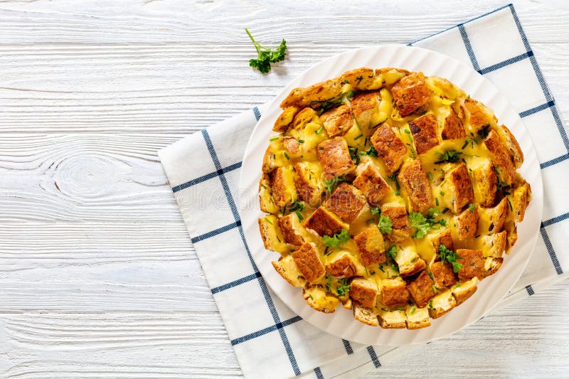 Cheesy Garlic Bread, Pull Apart Bread, Top View Stock Image - Image of ...
