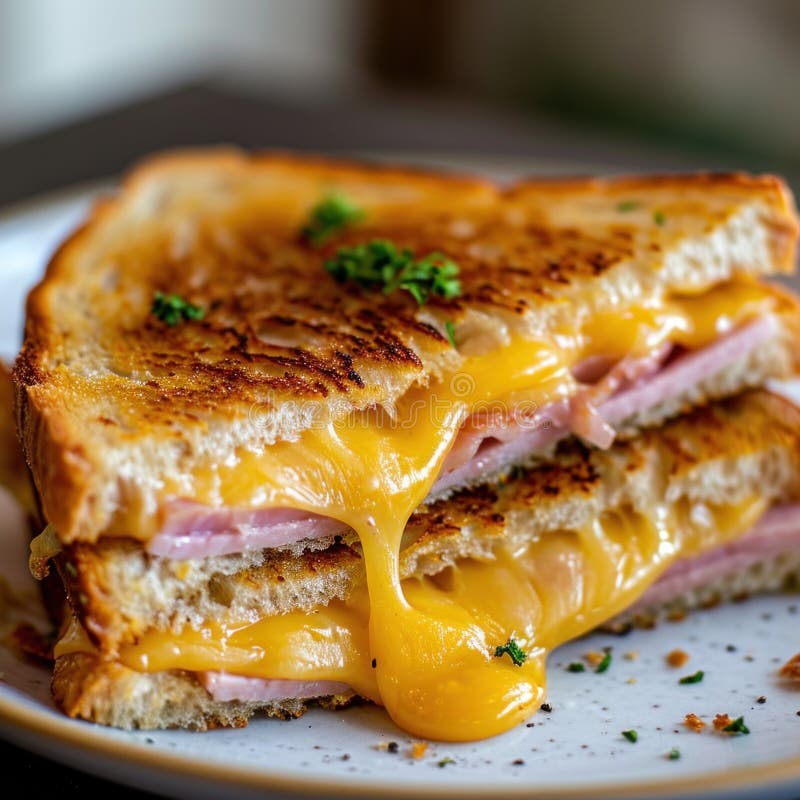A Cheesy Grilled Cheese Sandwich Stock Photo - Image of toasted ...
