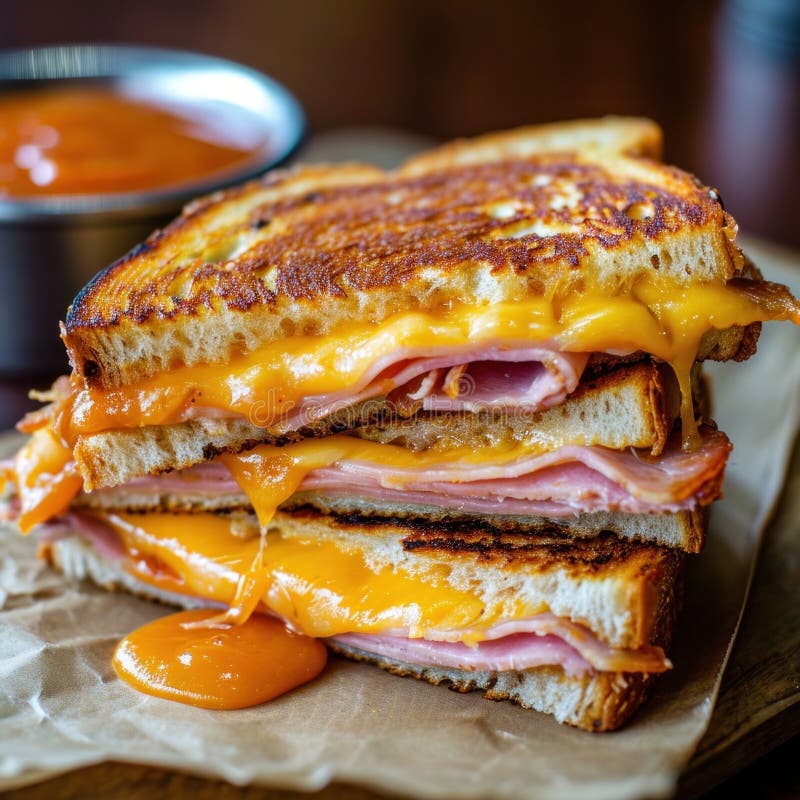 A Cheesy Grilled Cheese Sandwich Stock Image - Image of snack, hunger ...