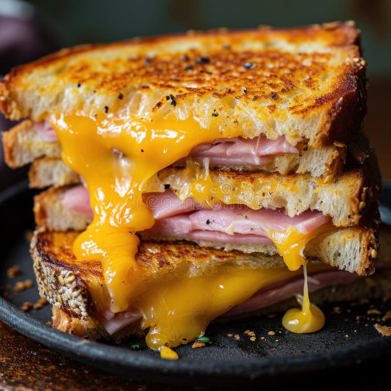 A Cheesy Grilled Cheese Sandwich Stock Image - Image of bread, snack ...