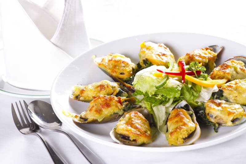 Cheesy mussel dish stock photo. Image of thai, appetizer - 25015284