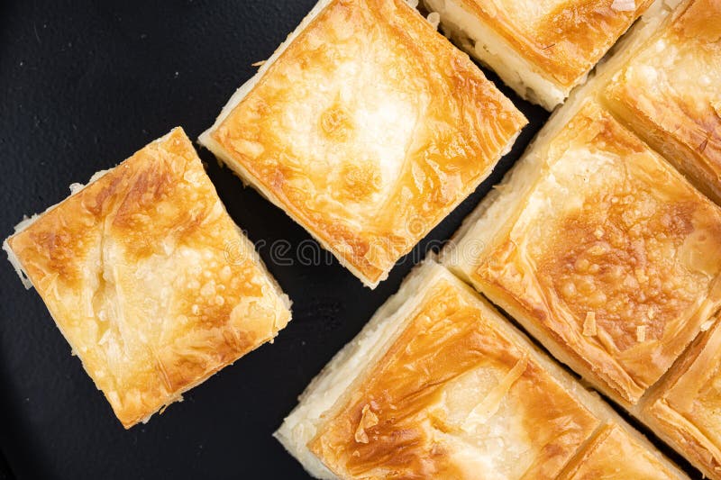 Cheesy Pastry, Butter Pastry, Top View Flat Lay, on Black Dark Stone ...