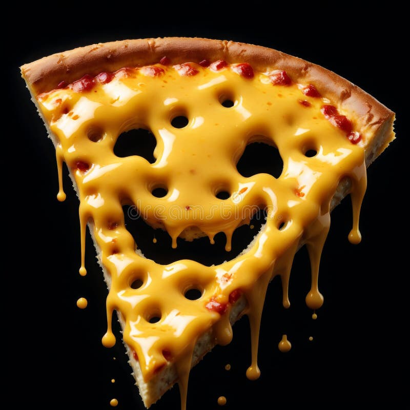 Cheesy Pizza Slice with Smiley Face Stock Photo - Image of delight ...