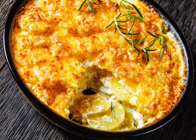 Cheesy Potato Bake or Potato Casserole, Top View Stock Image - Image of ...