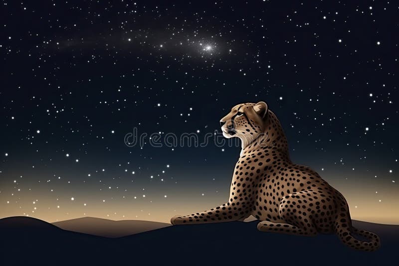 Cheetah on the Background of the Starry Sky Stock Illustration ...