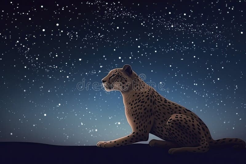 Cheetah on the Background of the Starry Sky Stock Illustration ...