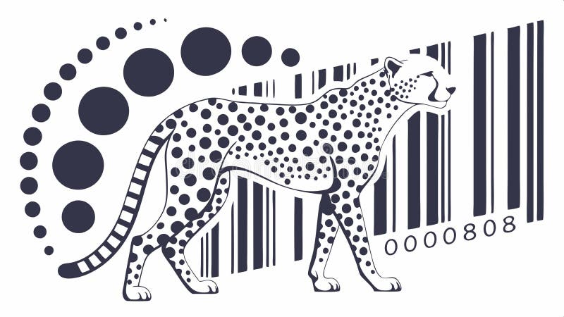 Cheetah with Barcode Design Element for Graphic and Modern Themes ...