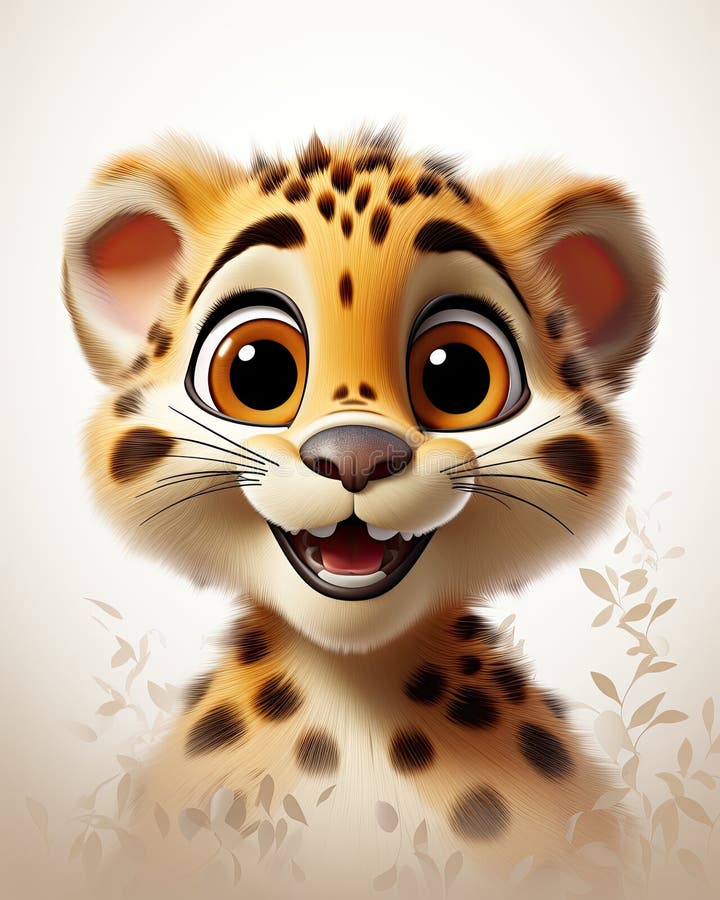 A Cheetah with Big Eyes and a Smile on Its Face. Generative Ai Stock ...