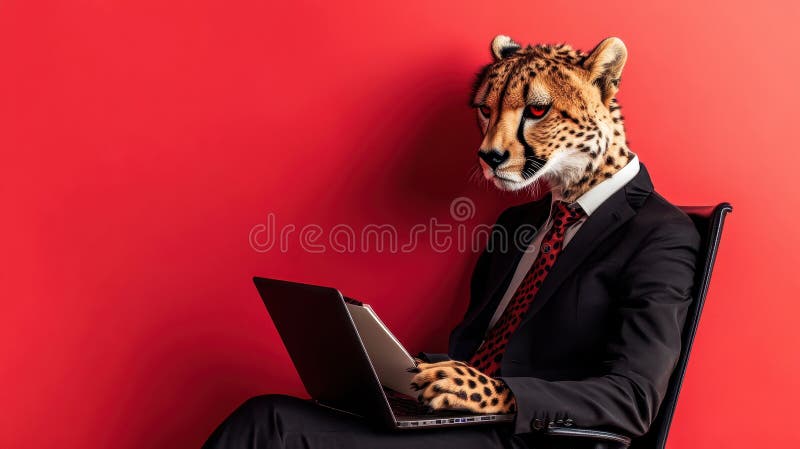 Cheetah in Business Attire Making Notes Stock Illustration ...