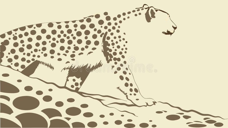 Cheetah Climbing with Textured Dot Patterns, Wild Grace. Vector Design ...