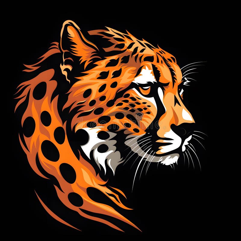 Cheetah Design Illustration. Head Cheetah Silhouette Stock Illustration ...
