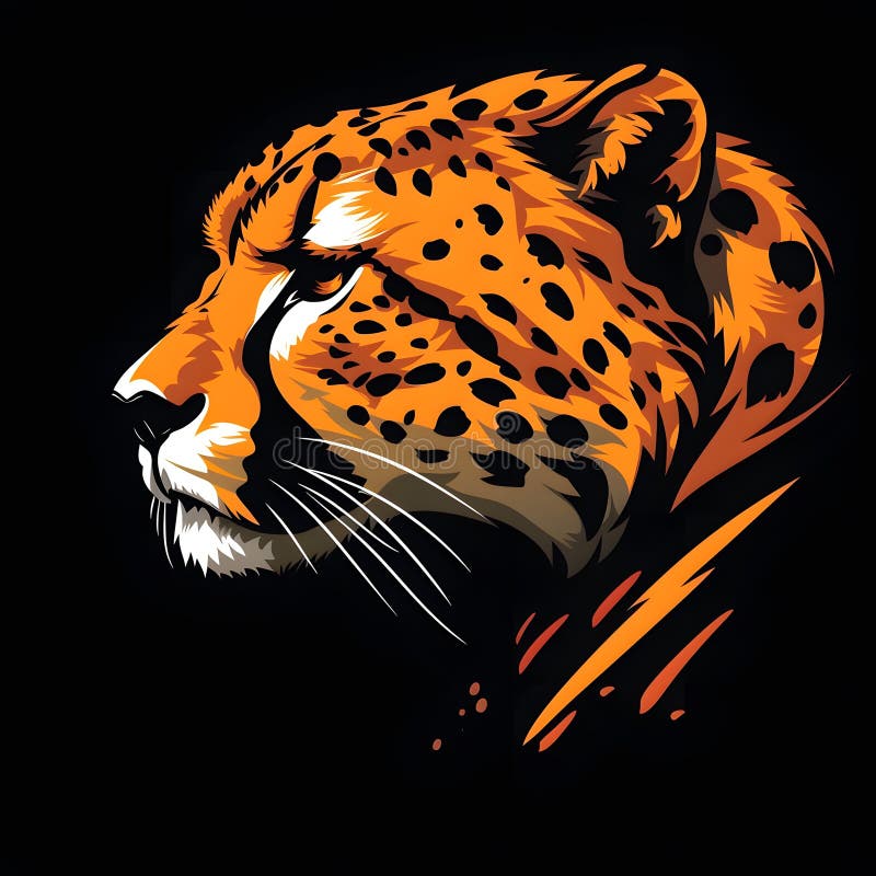 Cheetah Design Illustration. Head Cheetah Silhouette Stock Illustration ...