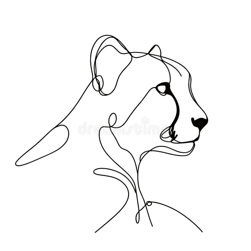 A Cheetah is Drawn in a Line Drawing Style Stock Illustration ...
