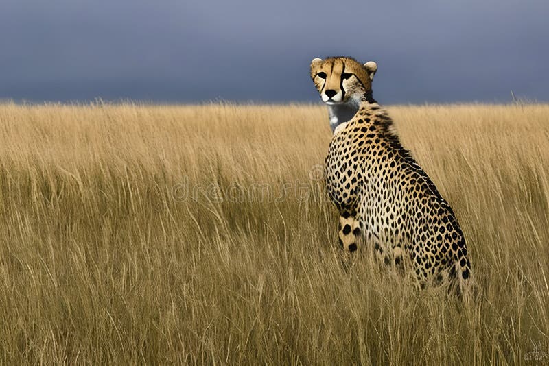 Cheetah among the grass stock illustration. Illustration of nature ...