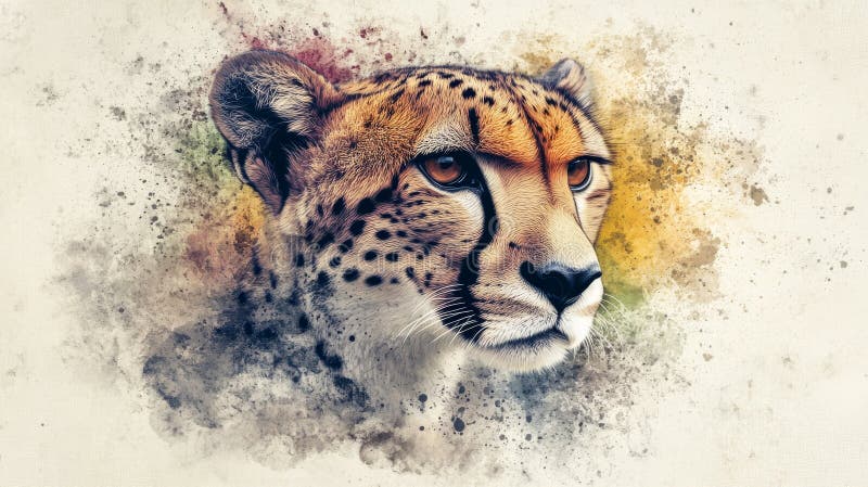 A Cheetah Headshot Set Against a Tan Background, Great for Wildlife ...