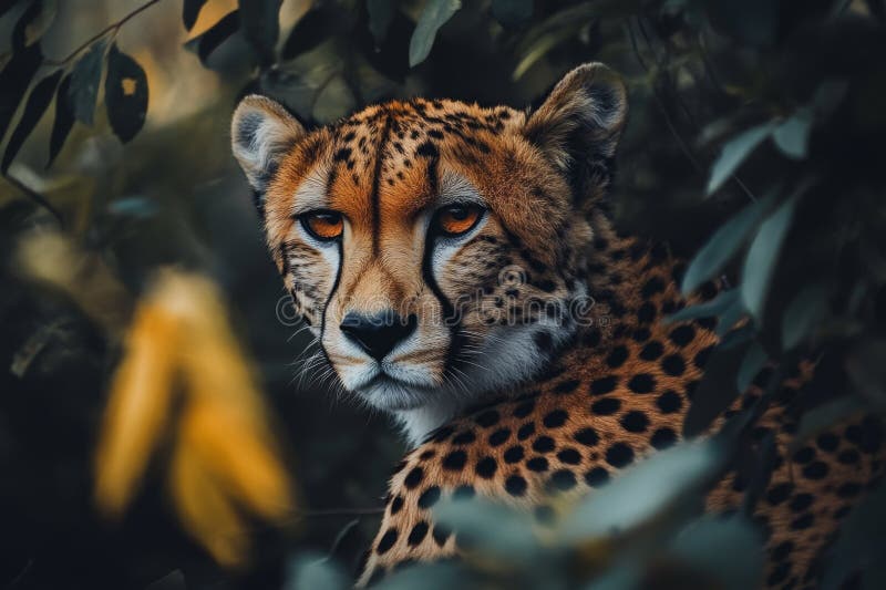 Cheetah Hiding in the African Bush Looking Back Over Its Shoulder Stock ...