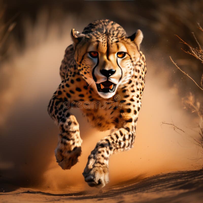 Cheetah in a Motion Blur Action Style Stock Illustration - Illustration ...