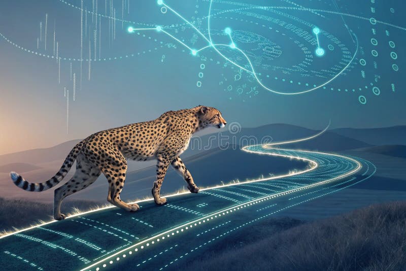 Cheetah Prowling Across Digital Terrain - Generated by Ai Stock ...