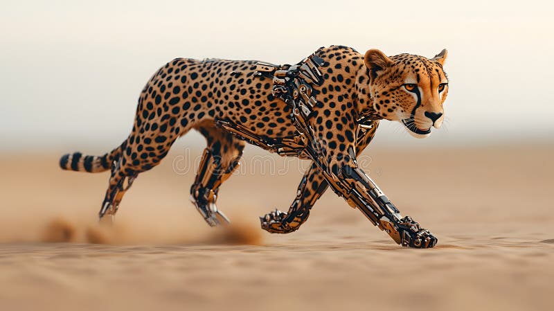 A Futuristic Cheetah Merges Nature and Technology, Sprinting Gracefully ...