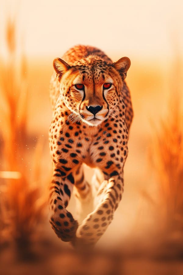 Cheetah Running through a Field. Generative AI Stock Illustration ...
