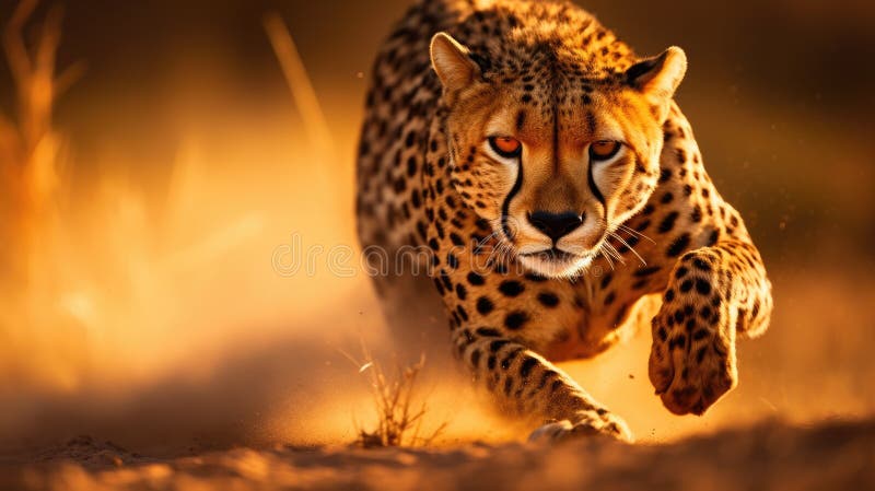 Cheetah Running in the Savannah Stock Image - Image of carnivore ...
