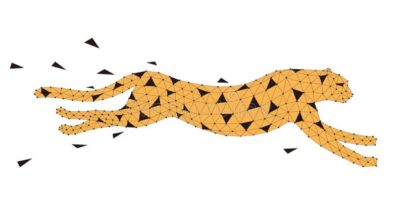Cheetah is Running, Triangle Mesh, Vector Illustration Stock Vector ...