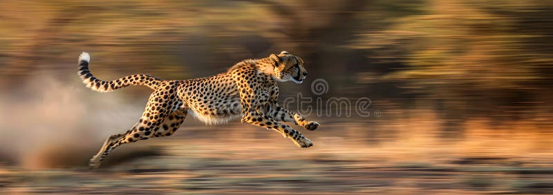 A Cheetah Rushing Across the African Savannah, Background Blur Stock ...