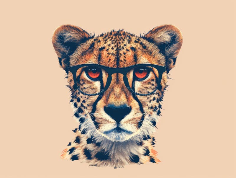 A Cheetah with a Serious Expression, Wearing Eyeglasses Stock ...