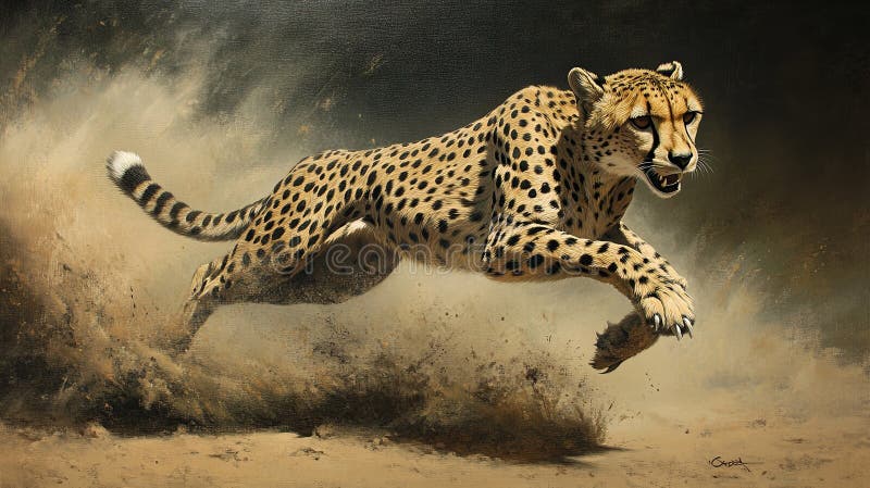 Cheetah Sprinting Across a Dusty Plain, with Its Muscles in Sharp Stock ...
