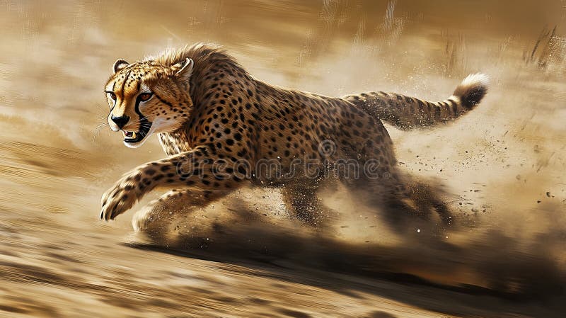 Cheetah Sprinting Across a Dusty Plain, with Its Muscles in Sharp Stock ...