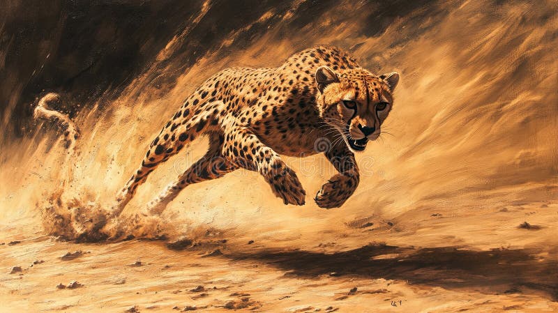 Cheetah Sprinting Across a Dusty Plain, with Its Muscles in Sharp Stock ...