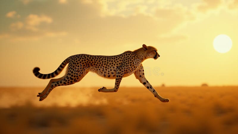 A Cheetah Sprinting, Emphasizing Its Incredible Speed and Agility Stock ...