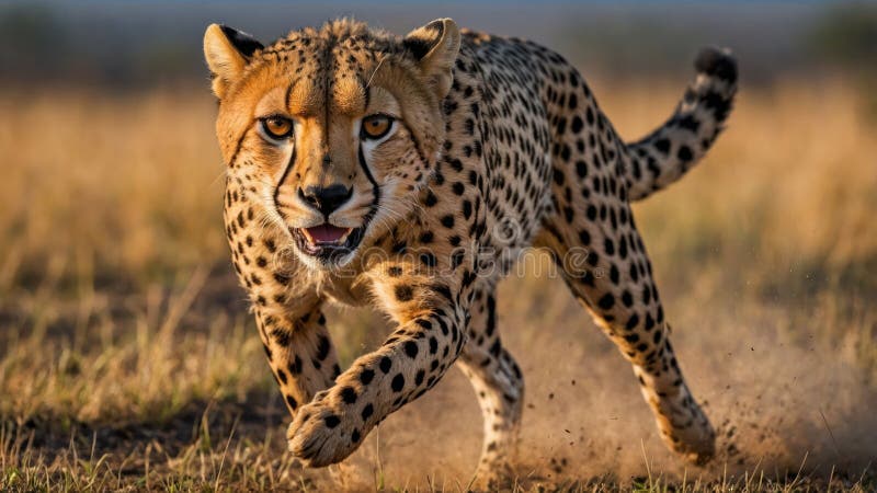 A Cheetah Sprinting through Grasslands, Showcasing Its Speed and ...