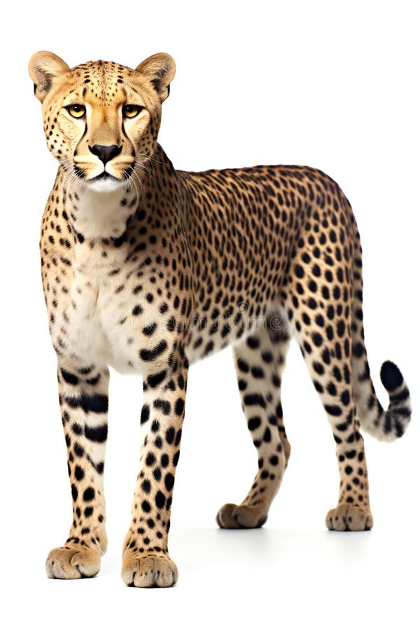 Cheetah Standing on White Background, Front View Stock Illustration ...