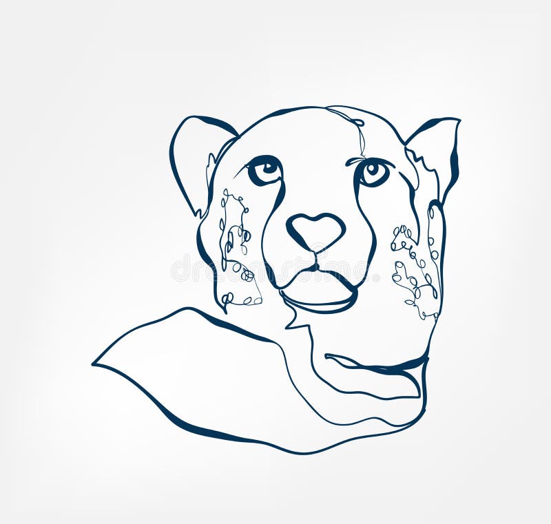 Cheetah Vector Animal Wild One Line Design Stock Illustration ...