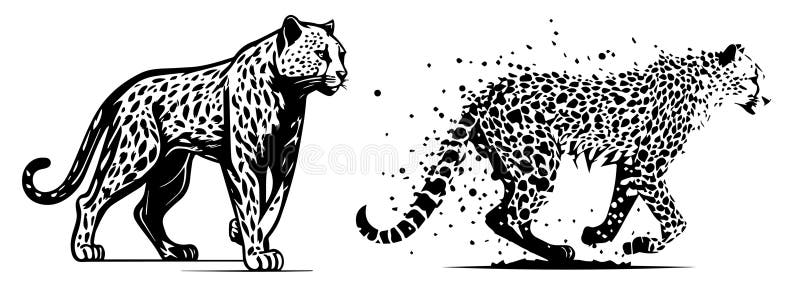 Cheetah Vector Illustration Silhouette Shape. Stock Vector ...
