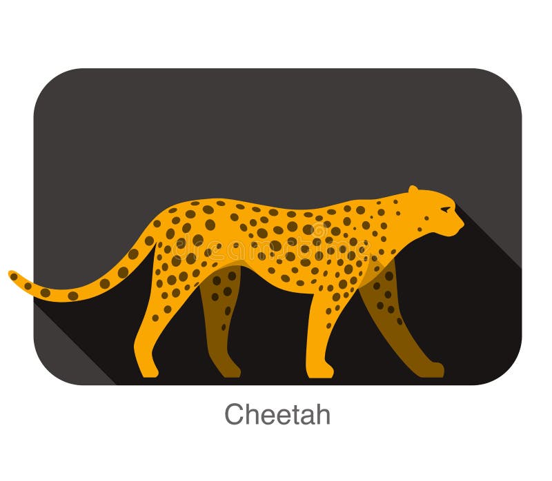 Cheetah Walking Side Flat 3D Icon Design, Vector Illustration Stock Vector - Illustration of ...