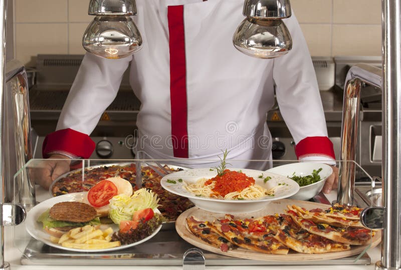 Chef stock photo. Image of pizza, cafeteria, food, serving - 28521130