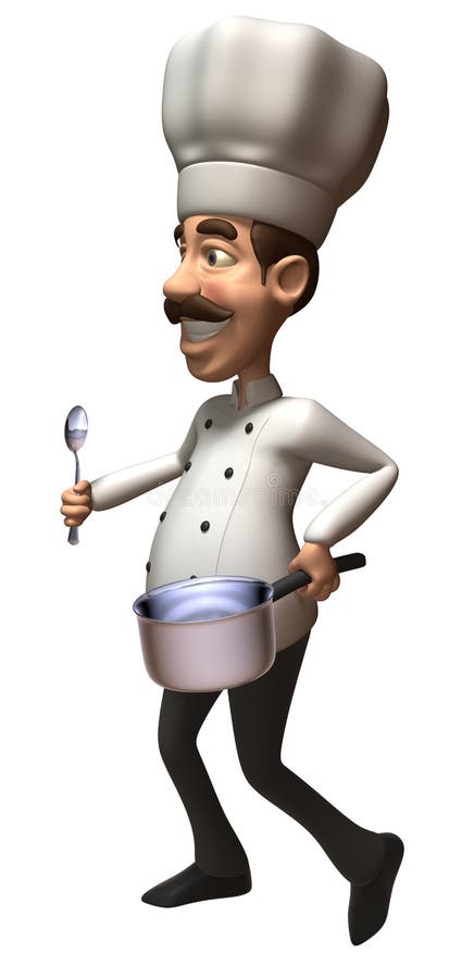 Fun chef running stock illustration. Illustration of moustache - 5540312